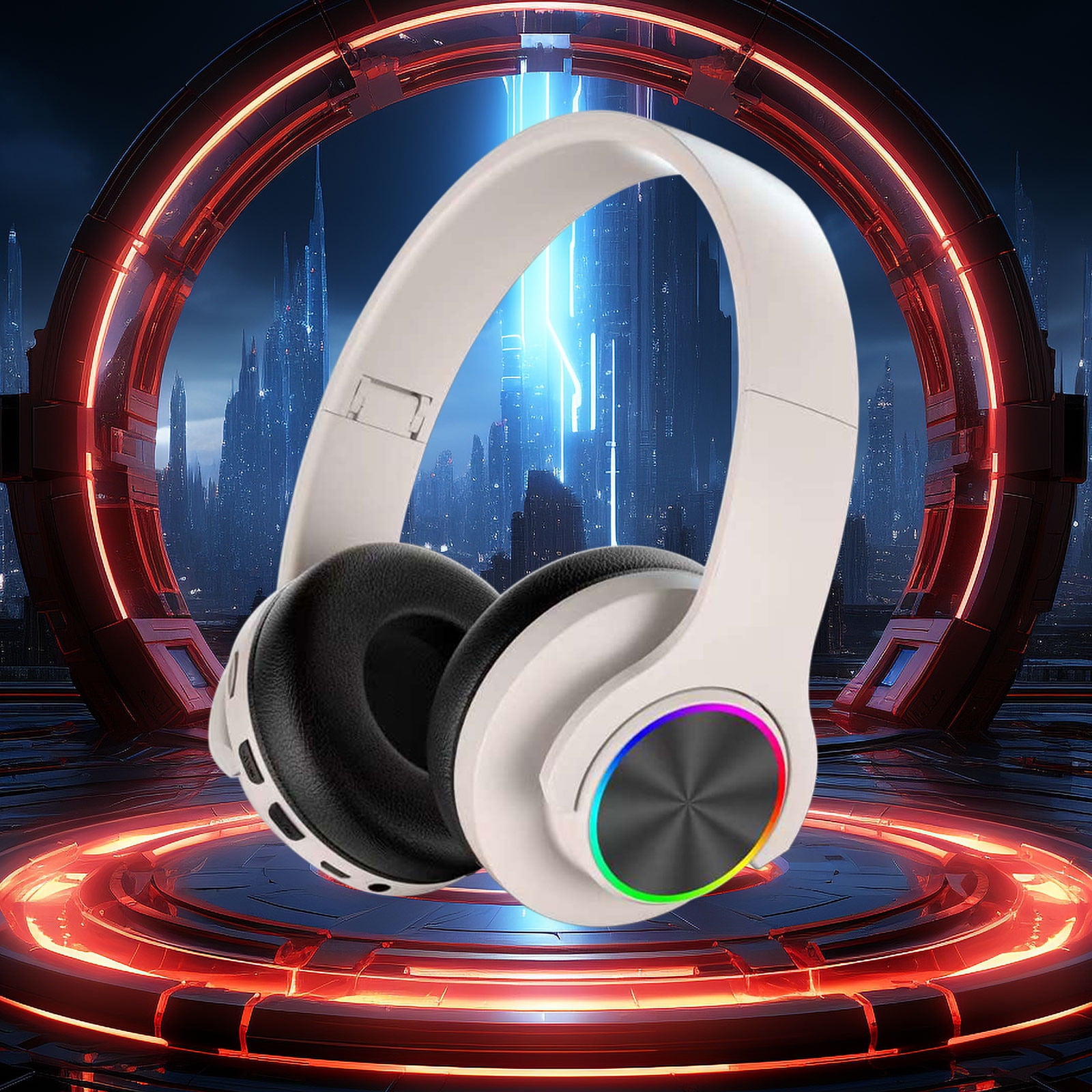 Bluetooth Headphones Foldable - Rainbow RGB Lighting Wireless Over Ear ...