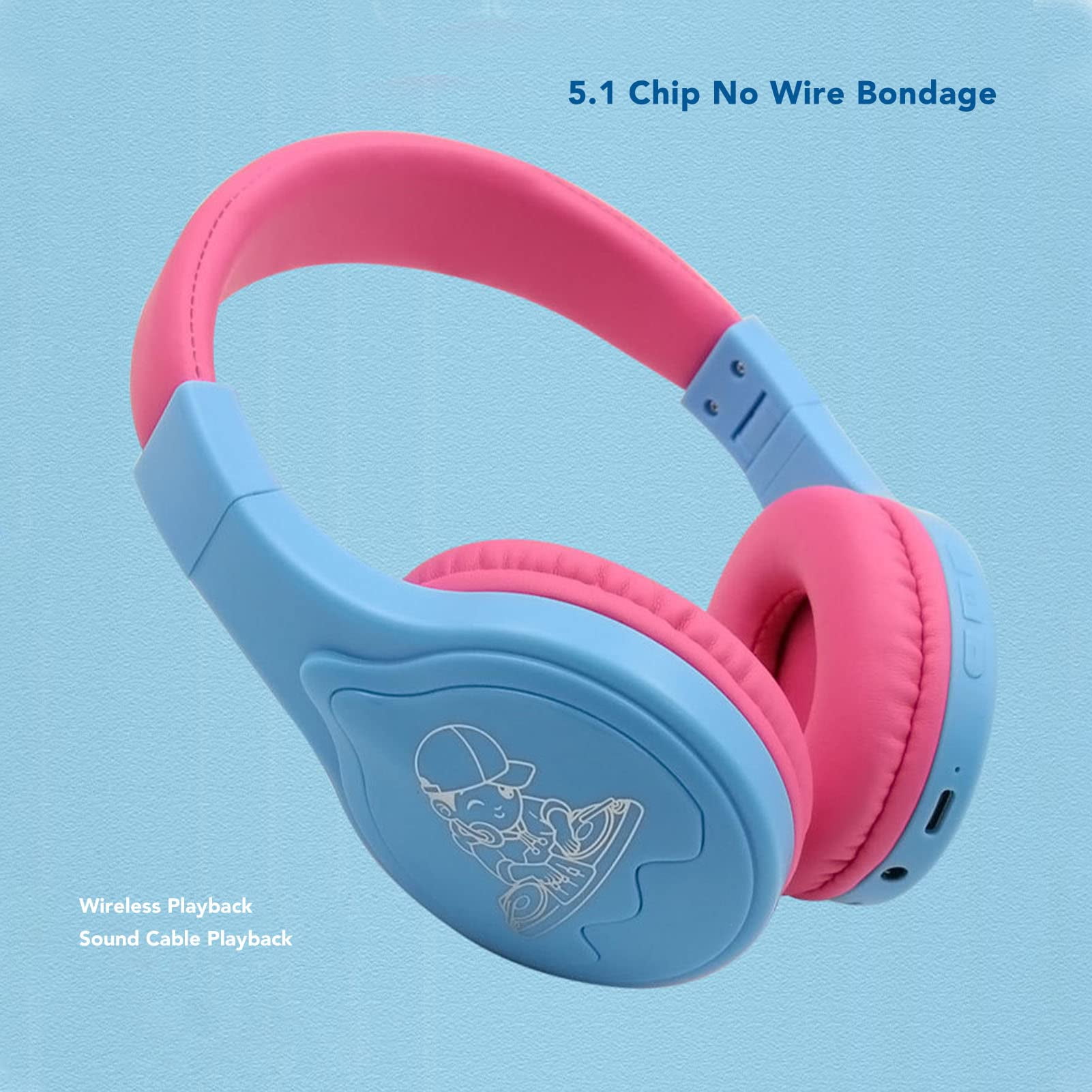 Bluetooth Headphones with Microphone, On-Ear Headphones for Kids with 3.5MM Jack, Foldable ...