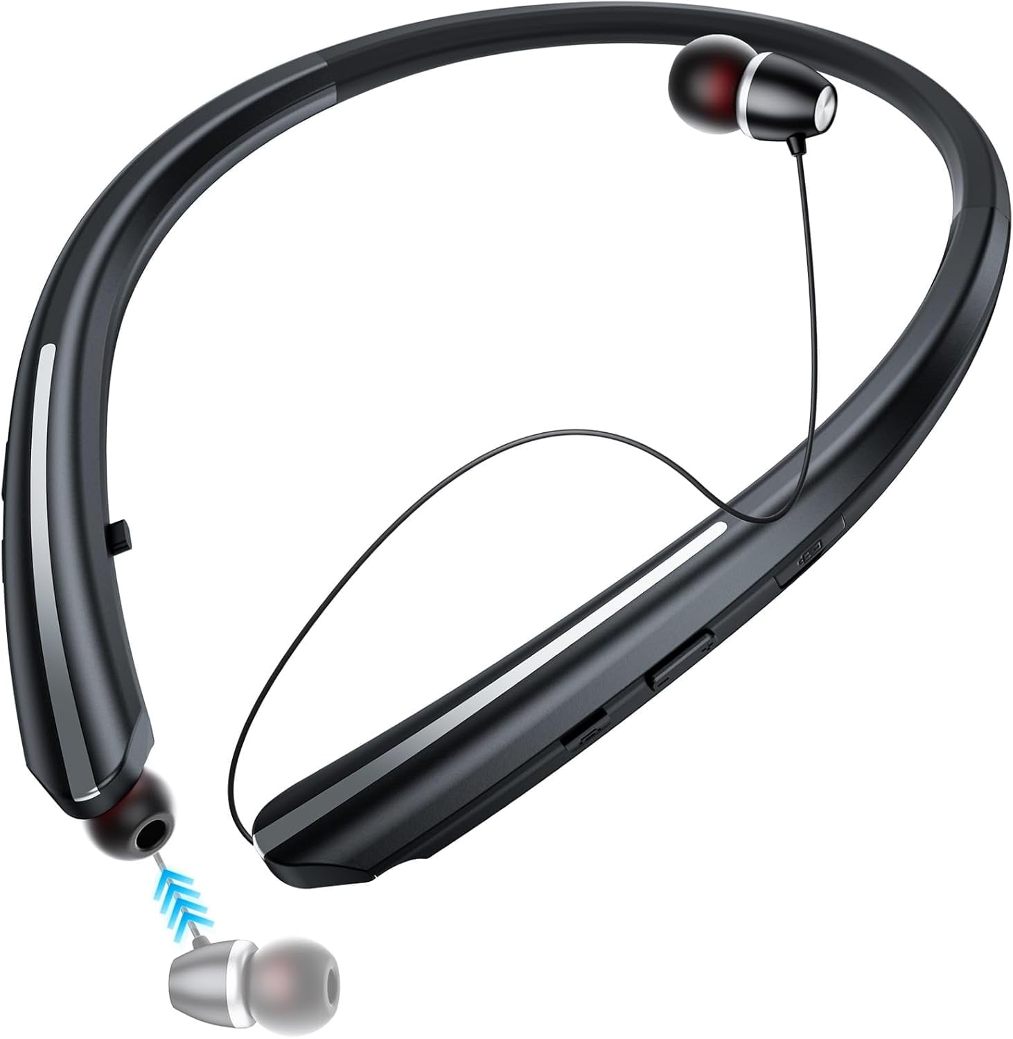 Bluetooth Headphones Neckband, Retractable Headset Wireless Sports ...