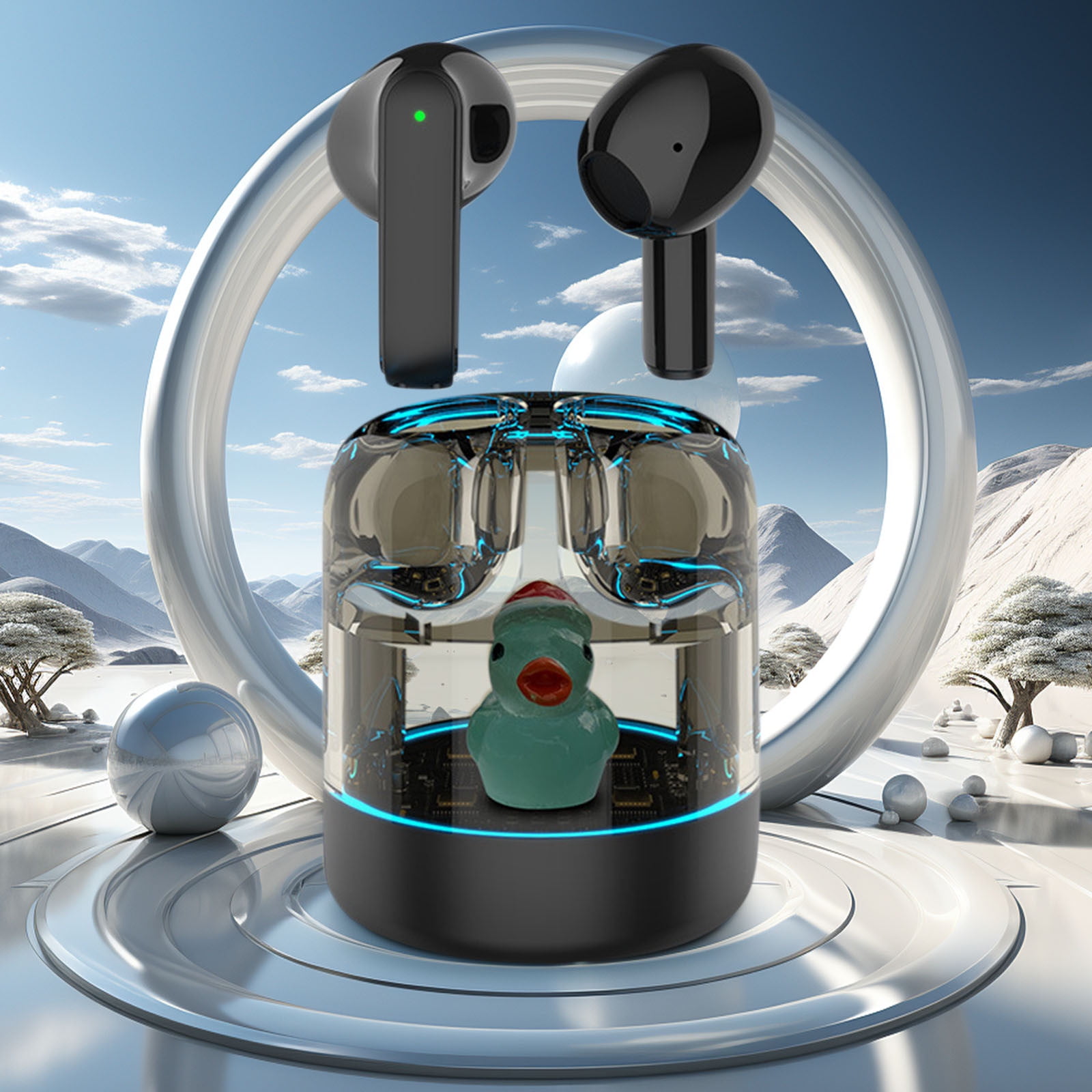 Bluetooth Headphones New Transparent Semi In Ear Colorful Sports ...