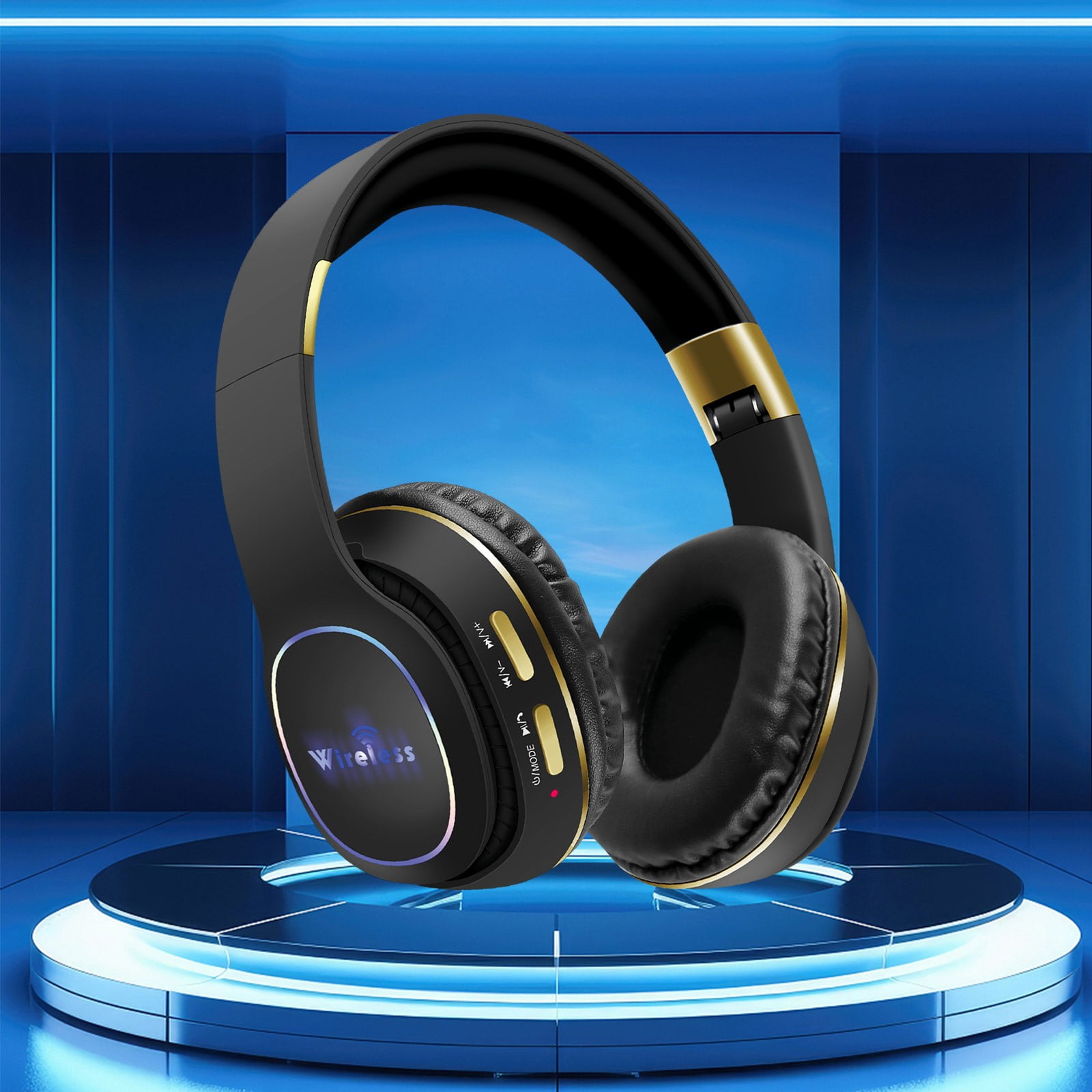 Bluetooth Headphones Over The Ear Head Mounted Foldable Wired and ...