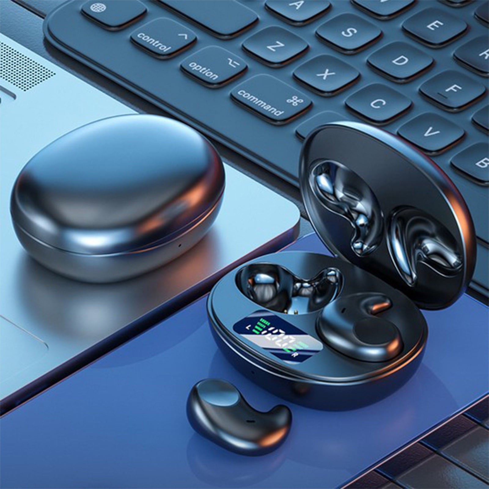 Bluetooth Headphones True Wireless Earbuds 60H Playback LED Power ...