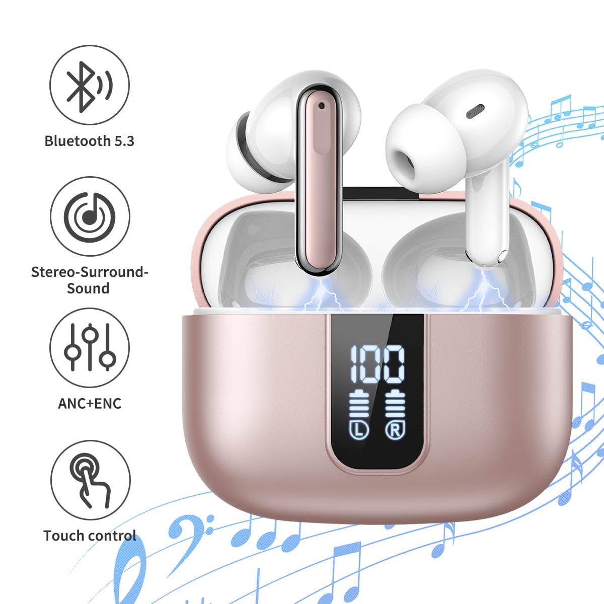 MULISOFT Wireless Earbuds, Bluetooth Headphones with Noise Cancelling ...