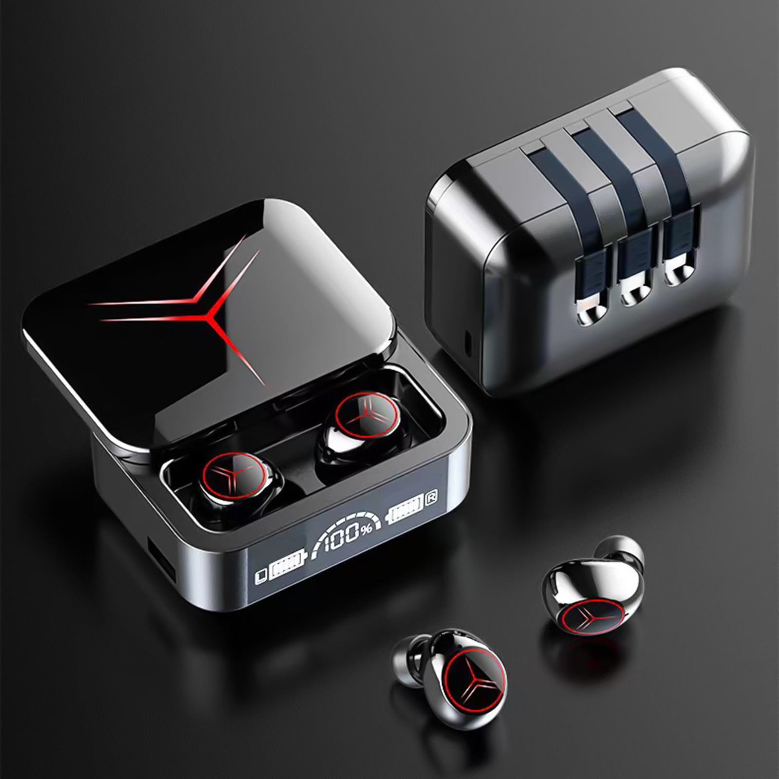 Bluetooth Headphones V5.2 Wireless Earbuds 60Hrs Battery Life With Wireless Charging Case LED ...