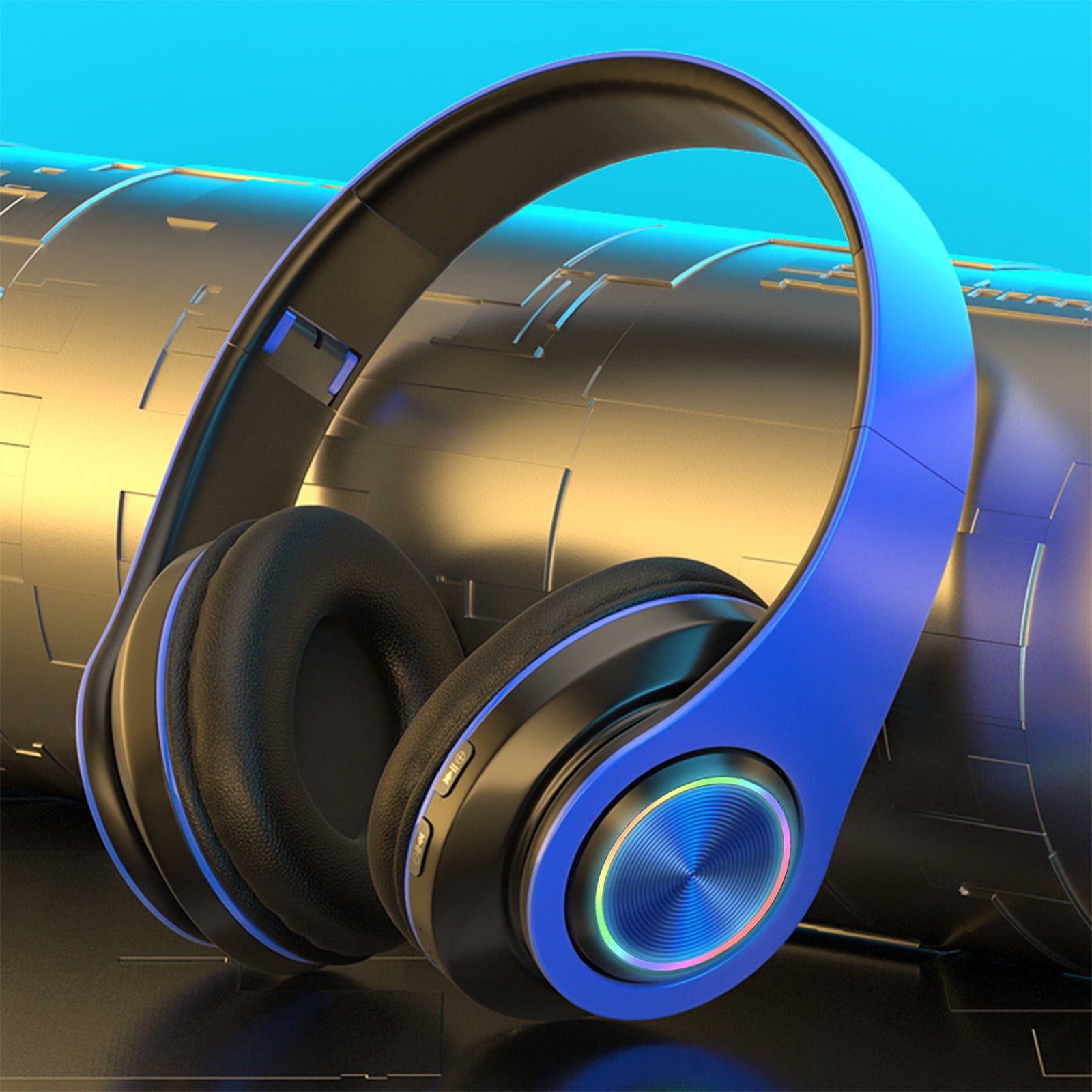 Bluetooth Headphones, Wireless Over Ear Headphones, LED Light Headset ...