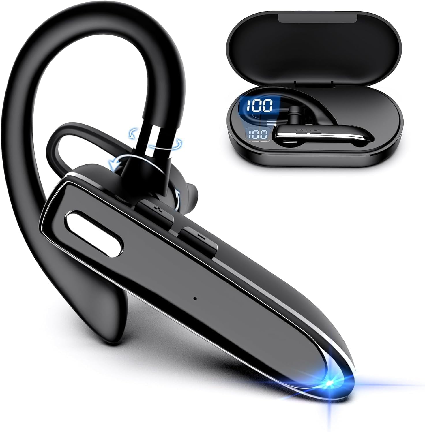 Bluetooth Headset Single Ear Business Earbuds, Wireless Headphones with ...