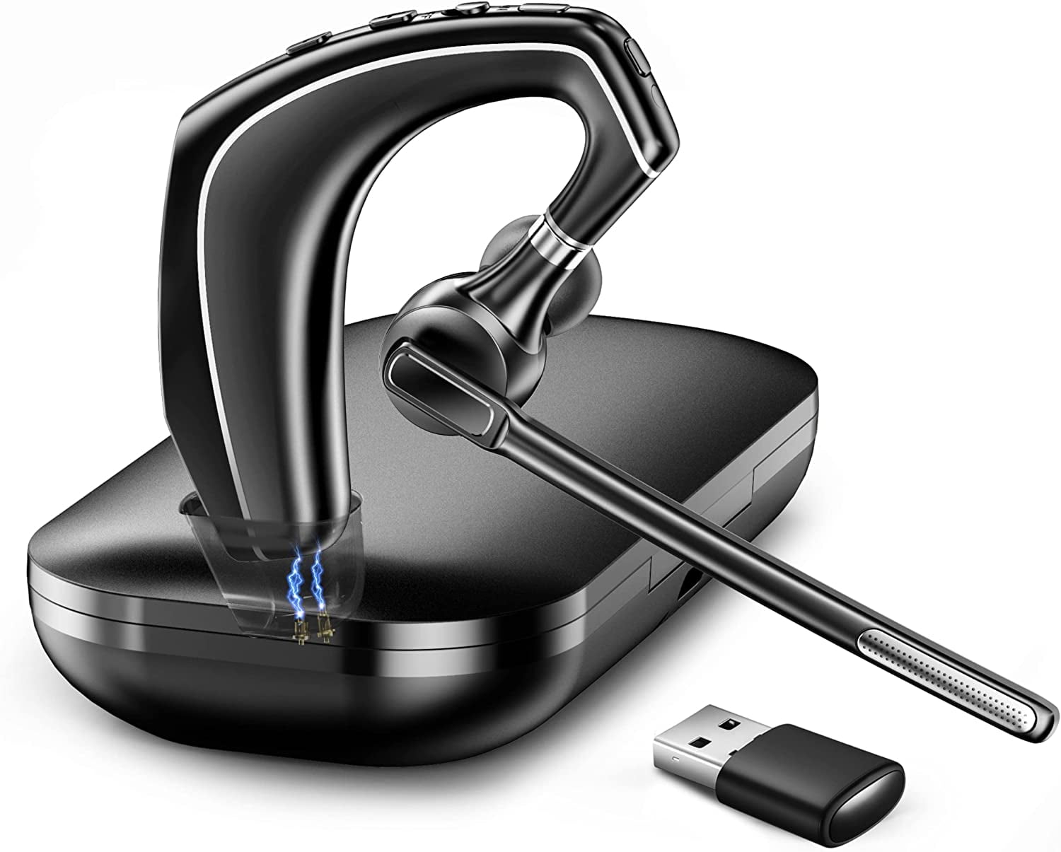 Wireless Bluetooth V5.1 Headset with Noise Canceling Mic, 500mAh ...
