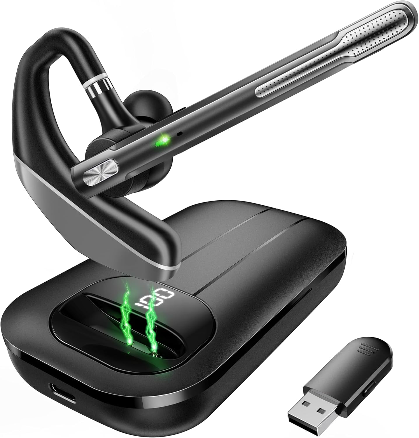 Bluetooth Headset V5.3, 96H Talktime, Wireless Earpiece with 1000mAh ...