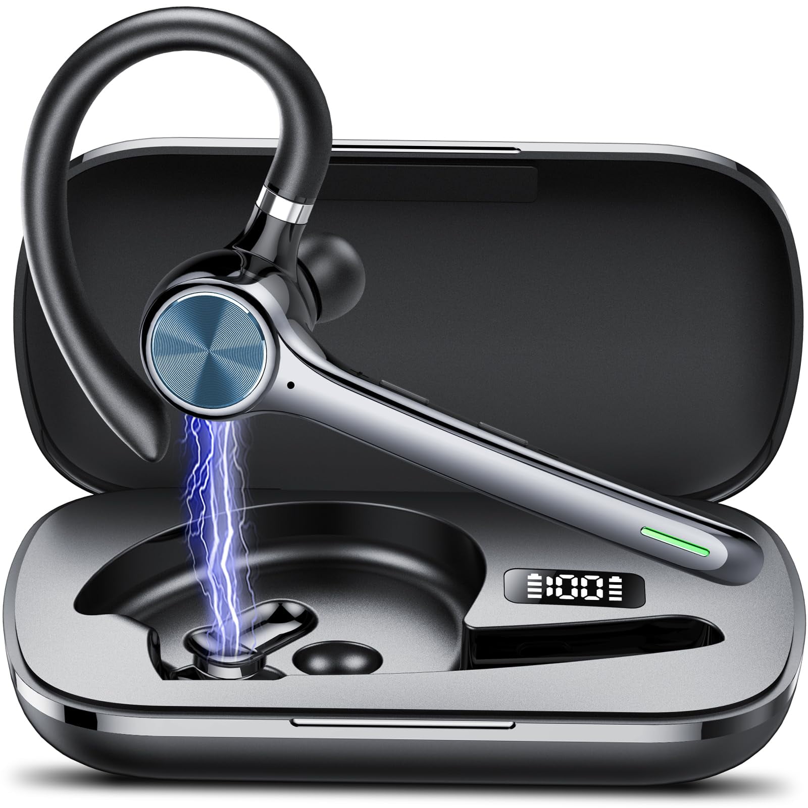 Bluetooth Headset V5.3, Wireless Headset with Dual ENC Noise Canceling Mic Mute, 100H Talk ...