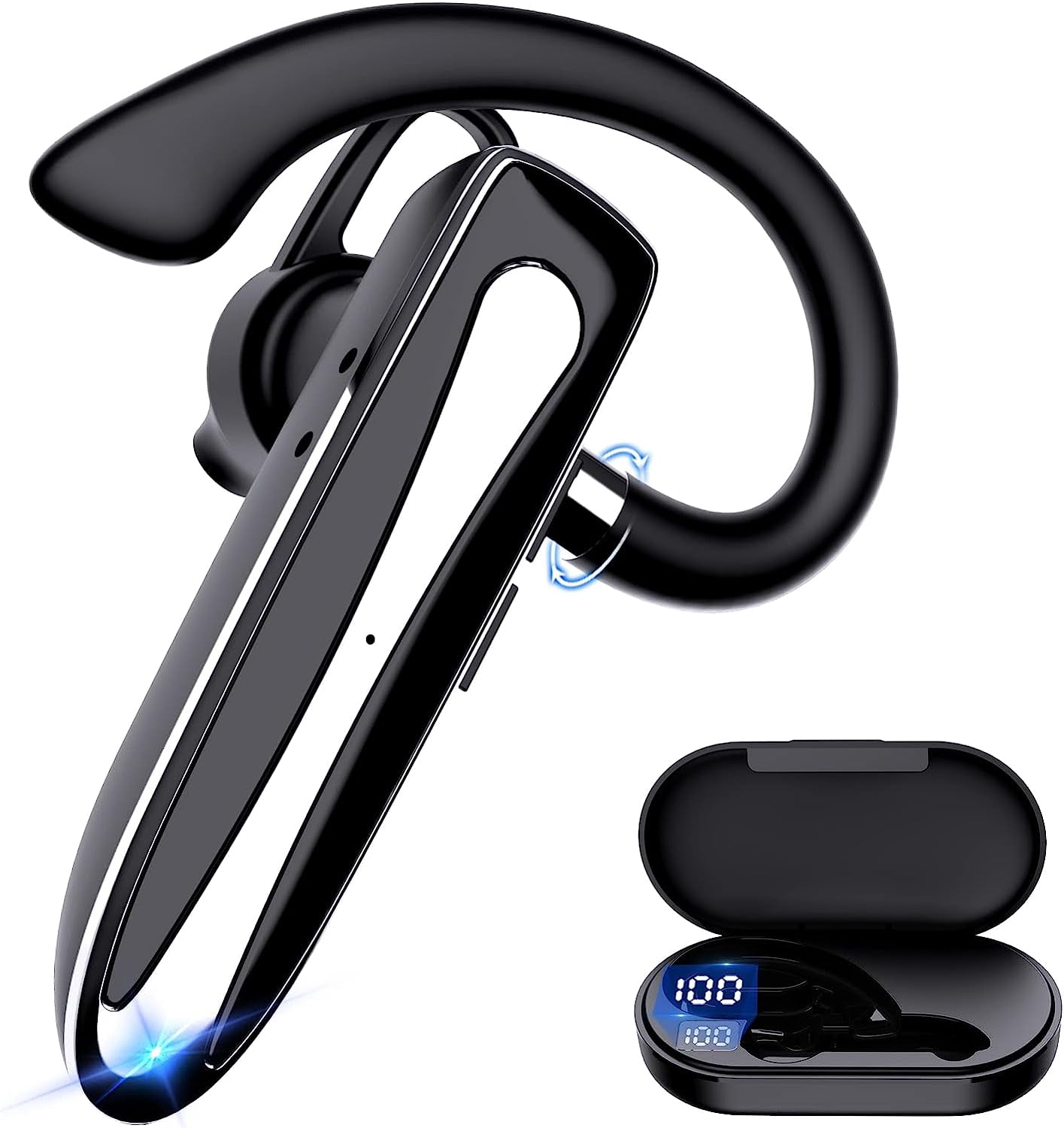 Bluetooth Headset,Wireless Bluetooth Earpiece V5.1 Hands-Free Earphones ...