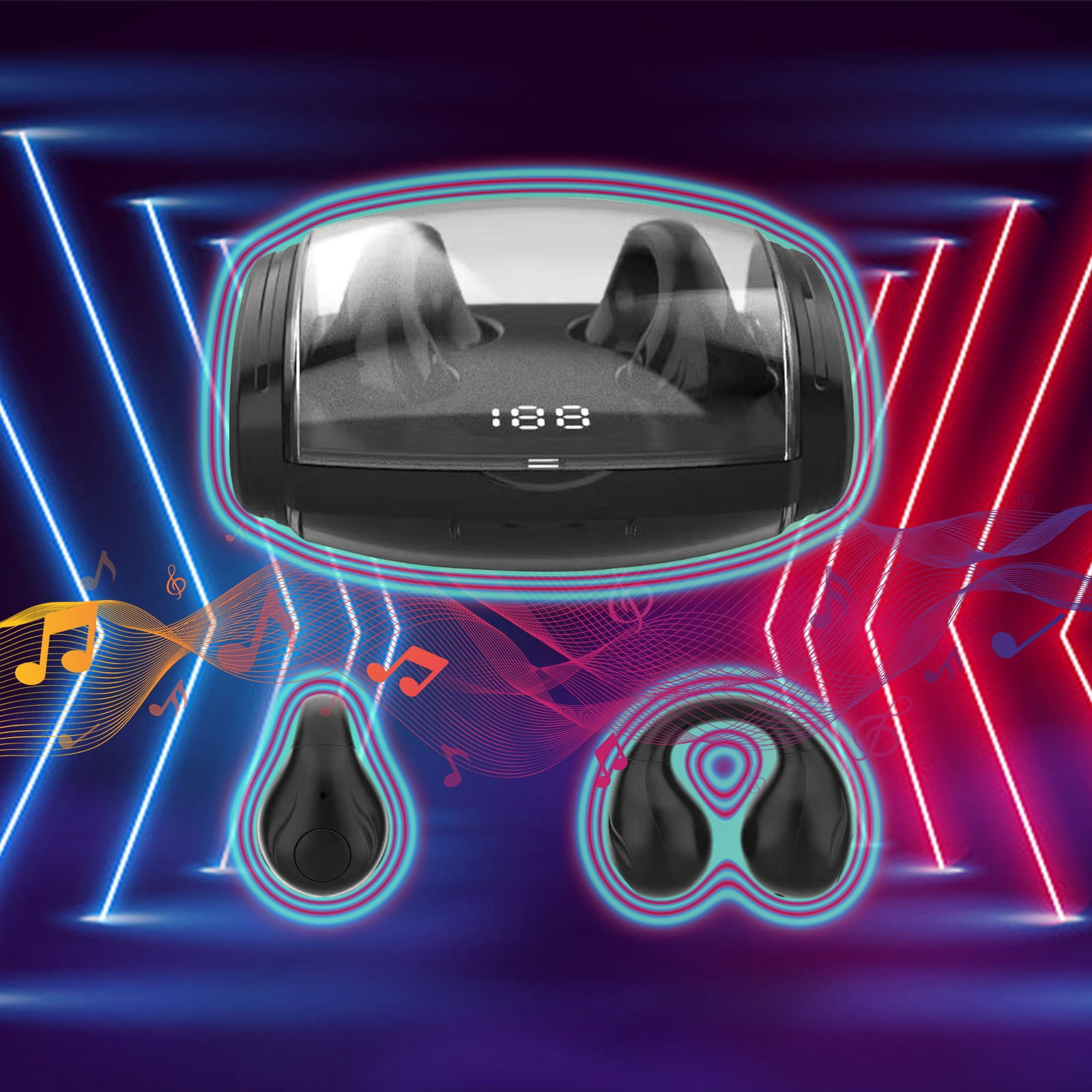 Bluetooth Headset Wireless Bone Conduction Clip Earphones HIFI Stereo ...