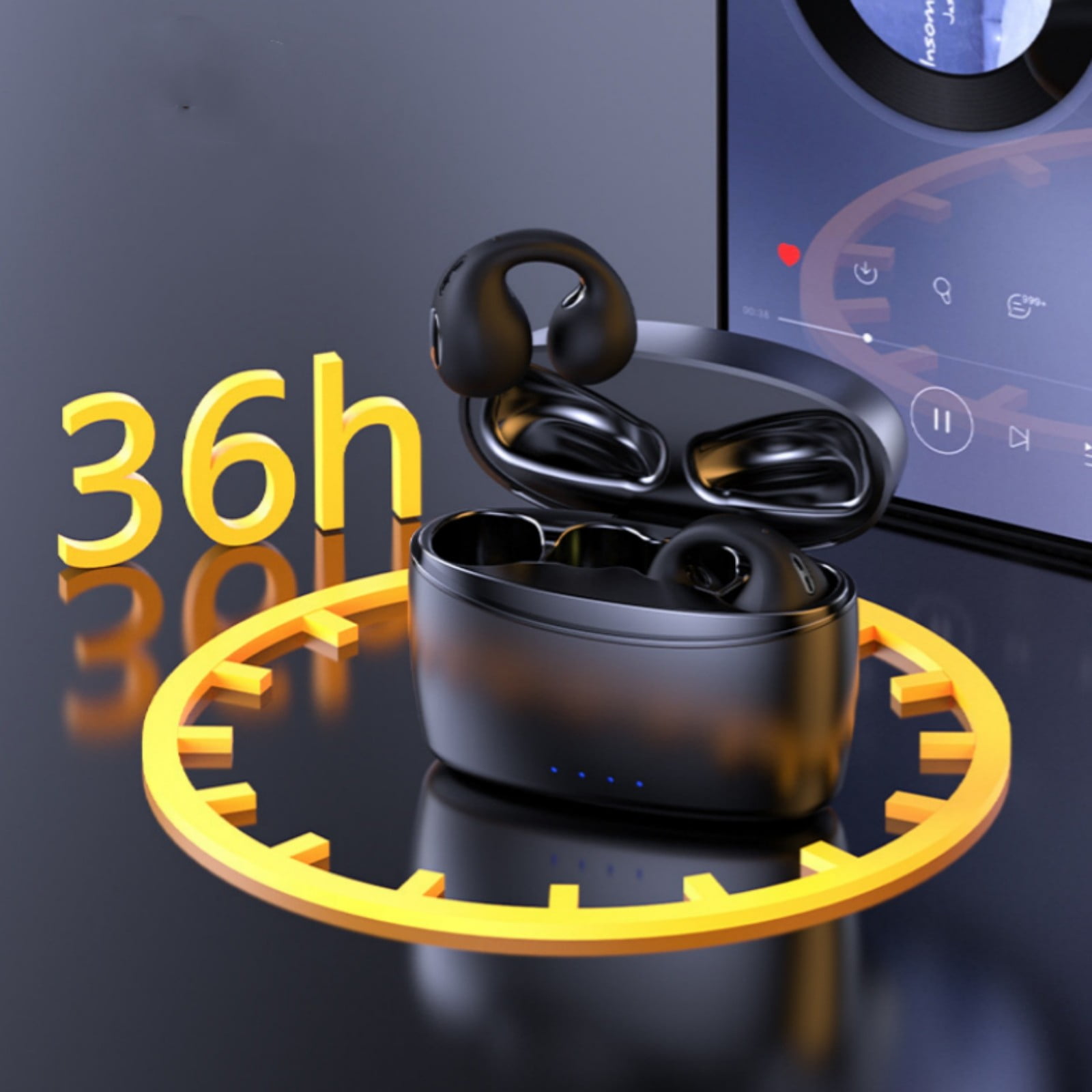 Bluetooth Headset – Wireless Ear Clip Skeleton Conduction Headphones ...