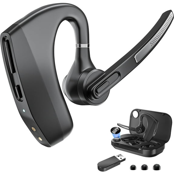 Bluetooth Headset Wireless Earpiece with 450mAh Charging Case USB ...