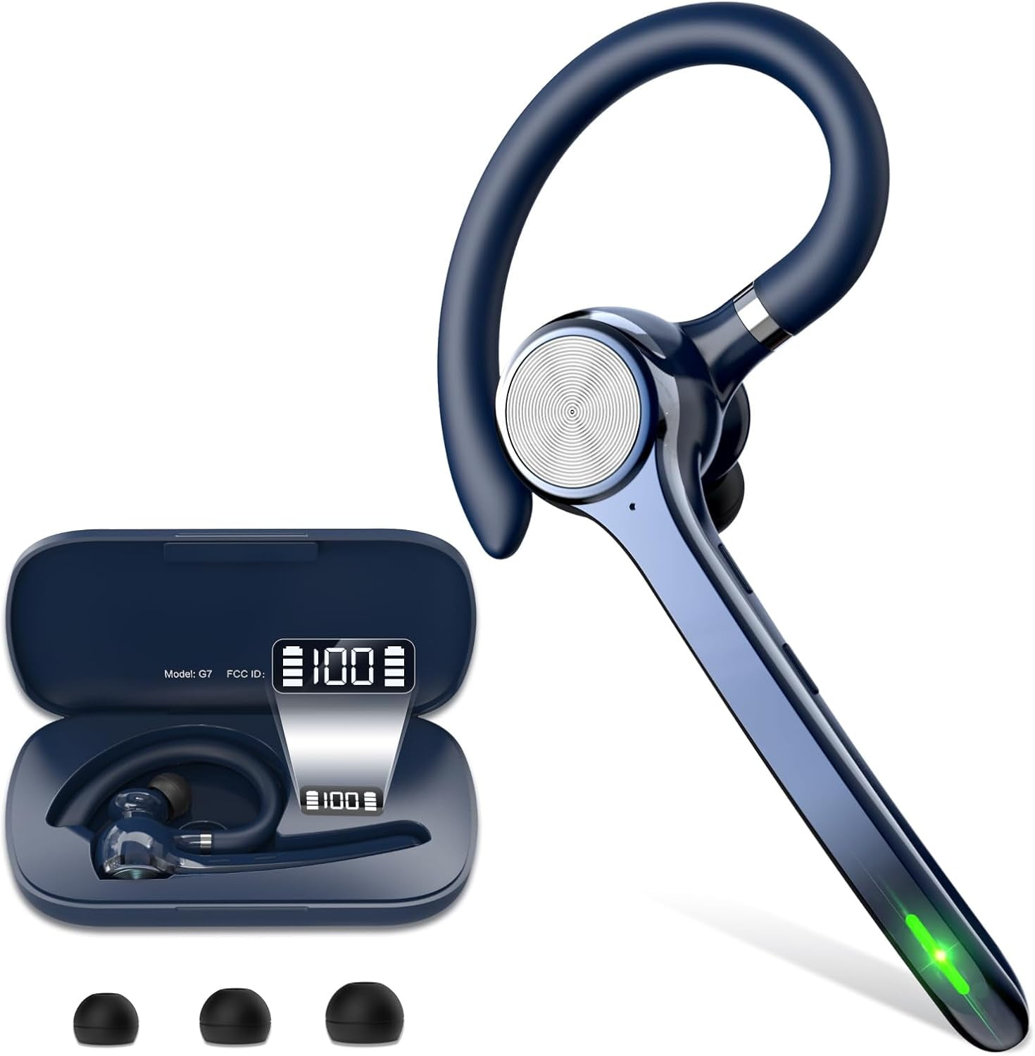 Bluetooth Headset, Wireless Bluetooth Earpiece with 500mAh Charging ...