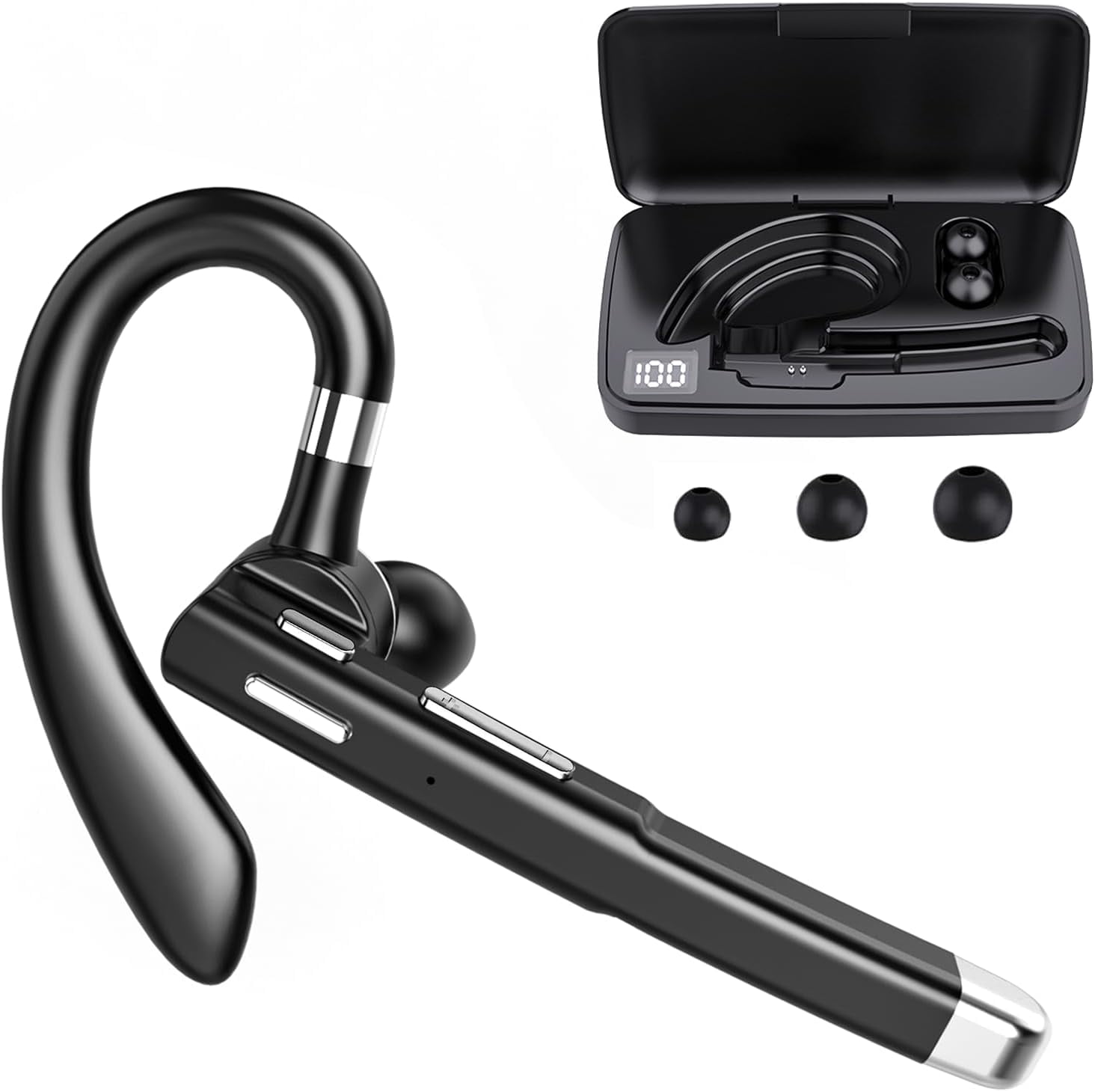 Bluetooth Headset,Wireless Earpiece with 500mAh Charging Case 80 Hours ...