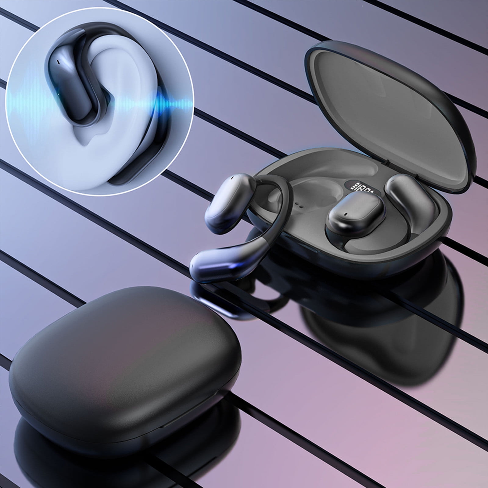 Bluetooth Headset Wireless Earpiece Type Pain- Wear Comfort Ring Sports ...