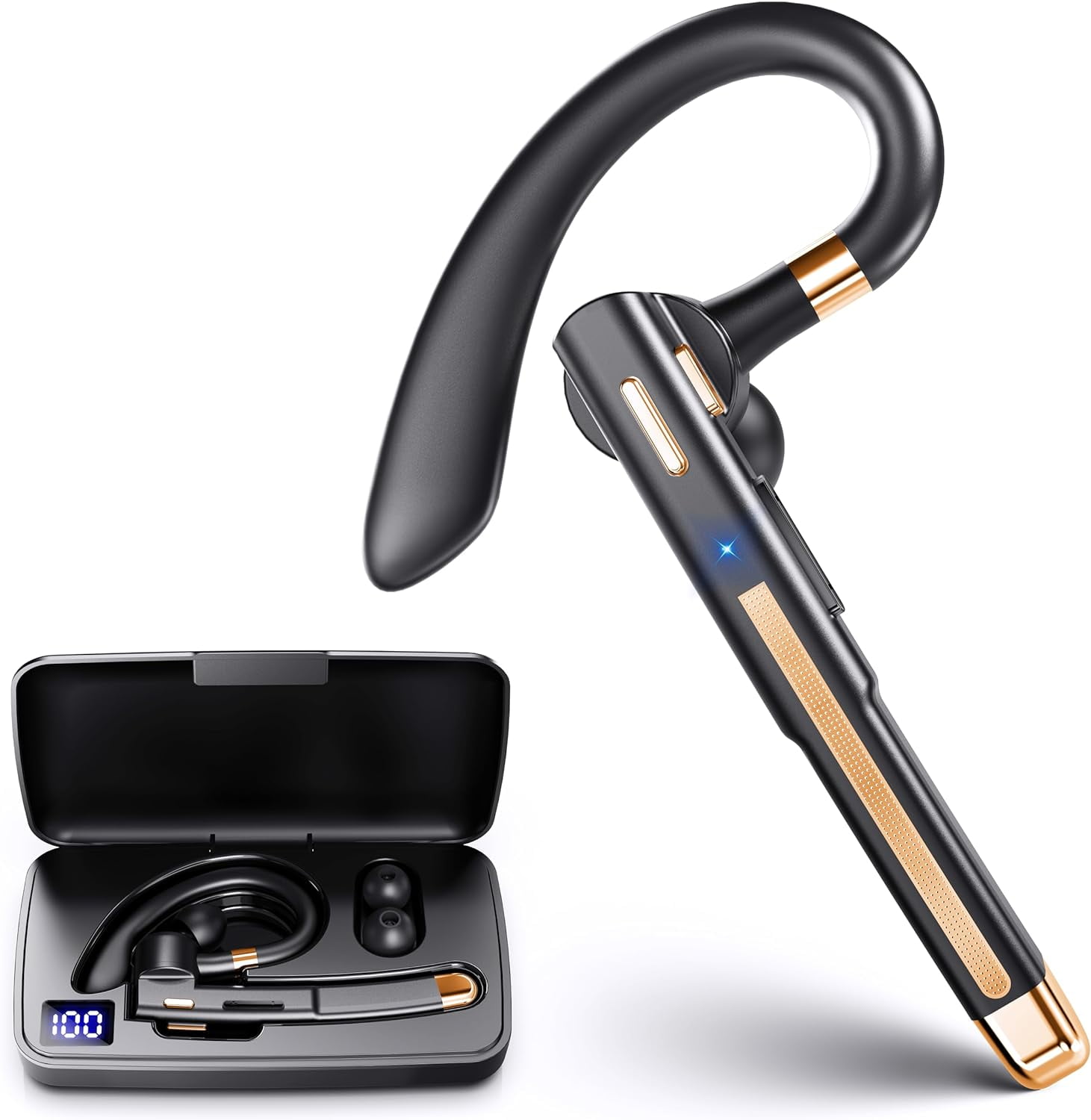 Bluetooth Headset, Wireless Headset with Microphone, Bluetooth Earpiece ...