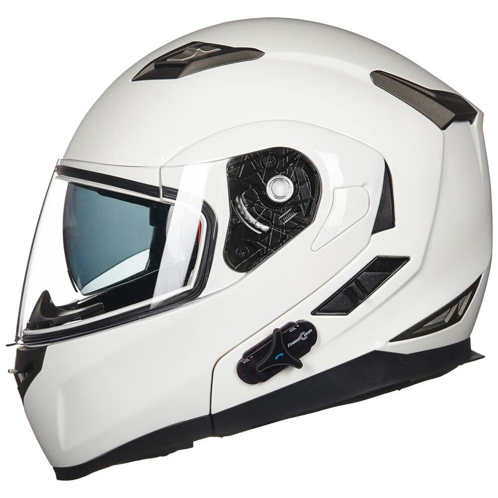 Bluetooth Integrated Modular Flip up Full Face Motorcycle Helmet Sun ...