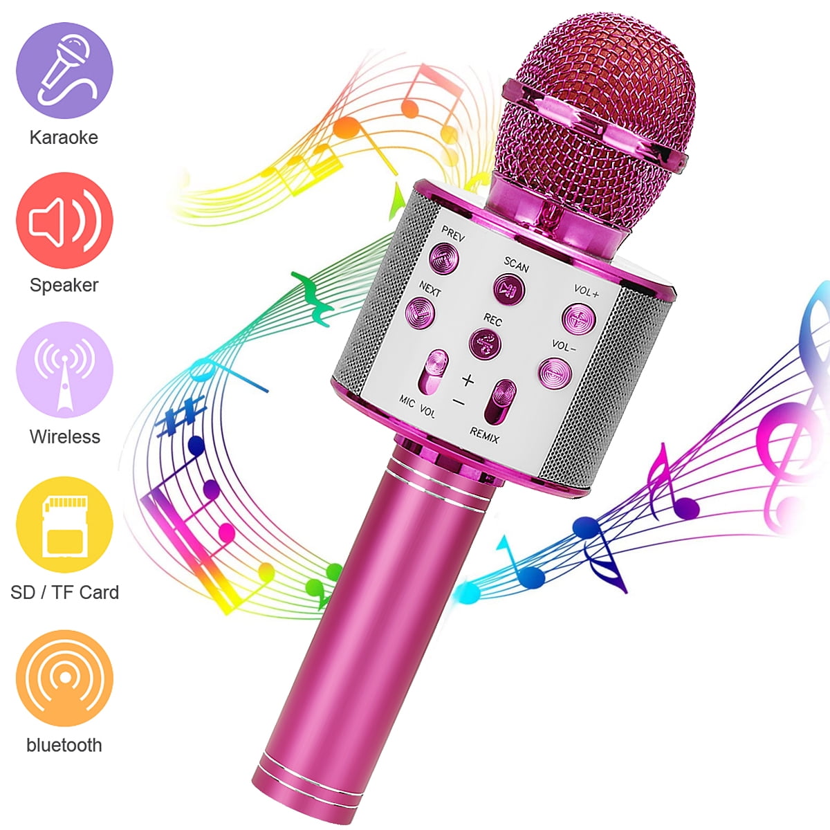 Bluetooth Karaoke Microphone, Handheld Karaoke Machine Speaker, with ...