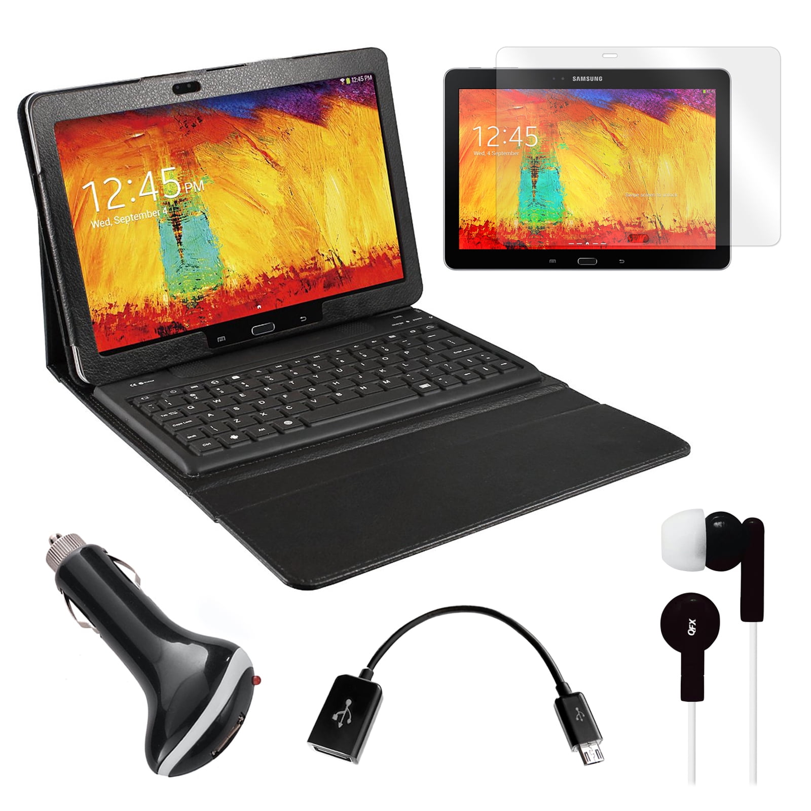 Bluetooth Keyboard Folio with Earphones, Screen Protector, OTG Cable ...