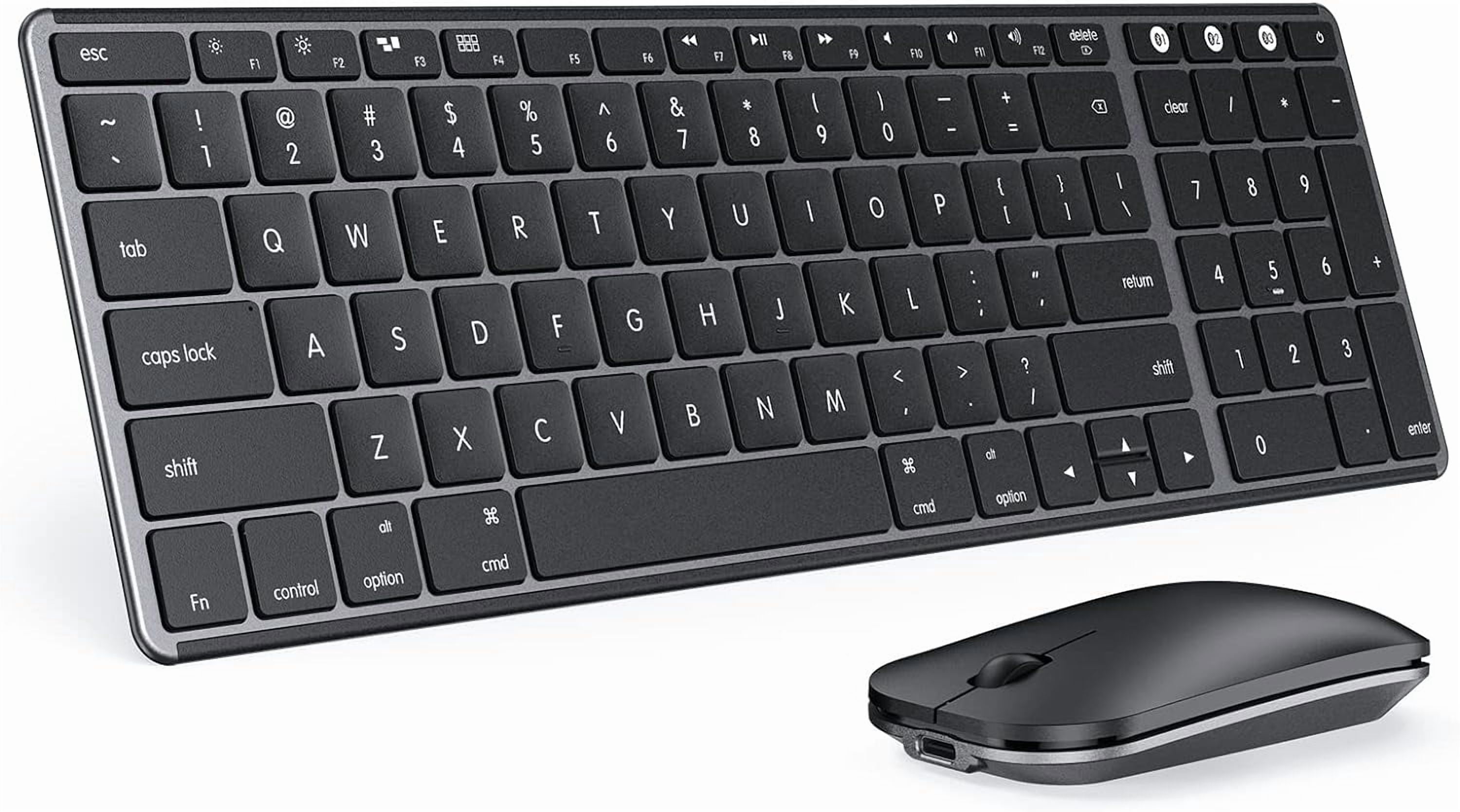 Bluetooth Keyboard and Mouse Combo for Mac, SKM64-2 Rechargeable Slim ...