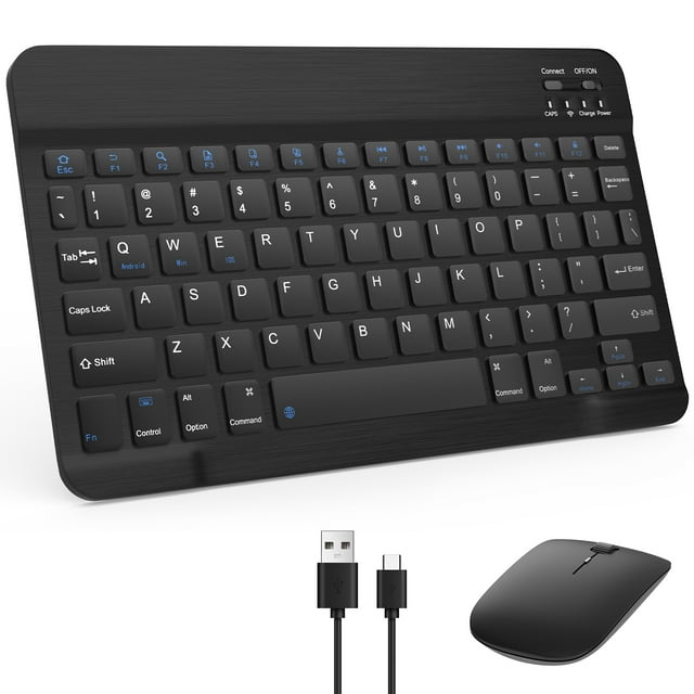 Bluetooth Keyboard & Mouse Combo, QWERTY Layout, 10 inch Ultra-Slim ...