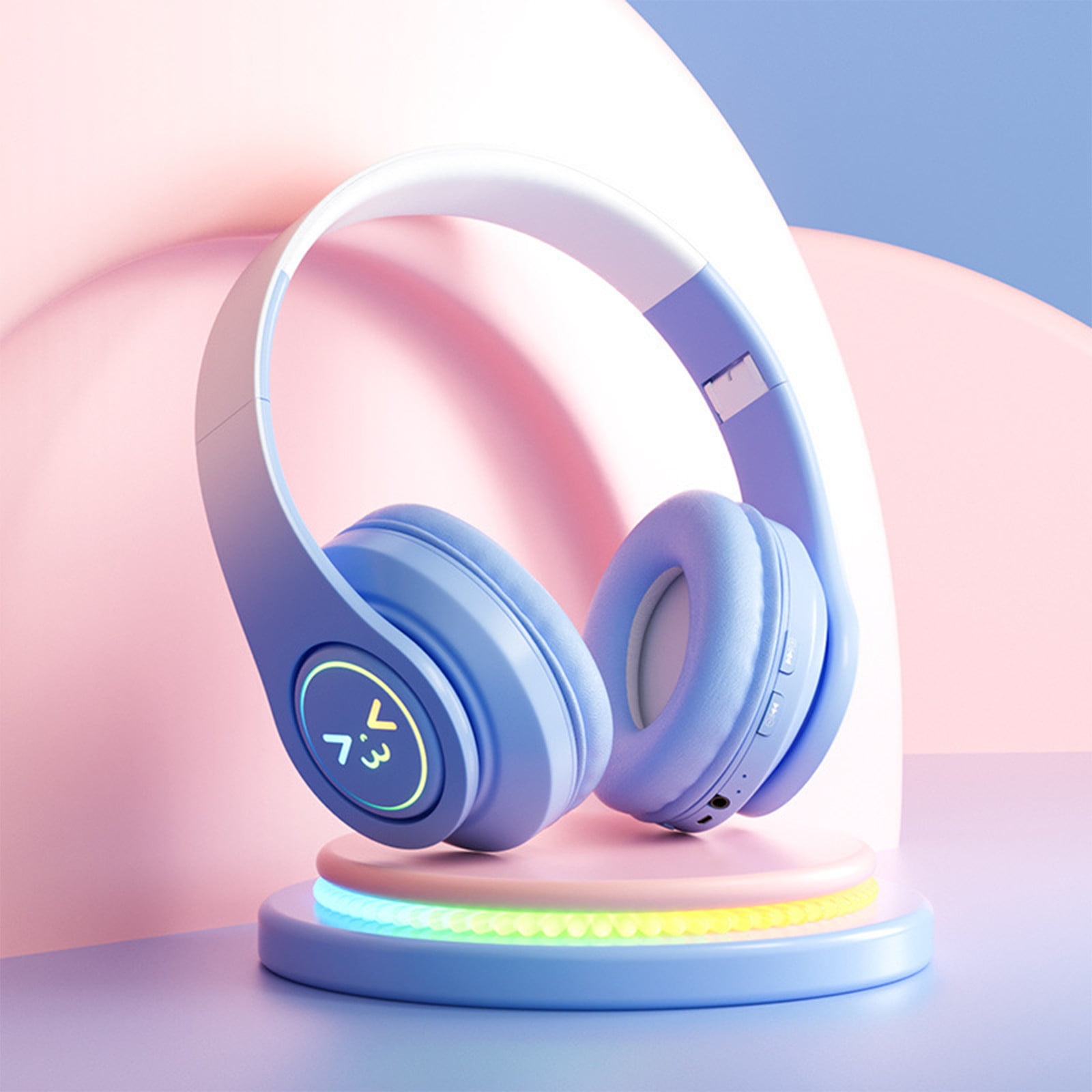Bluetooth Kids Headphones Fit for Aged 3-21, Colorful LED Lights ...