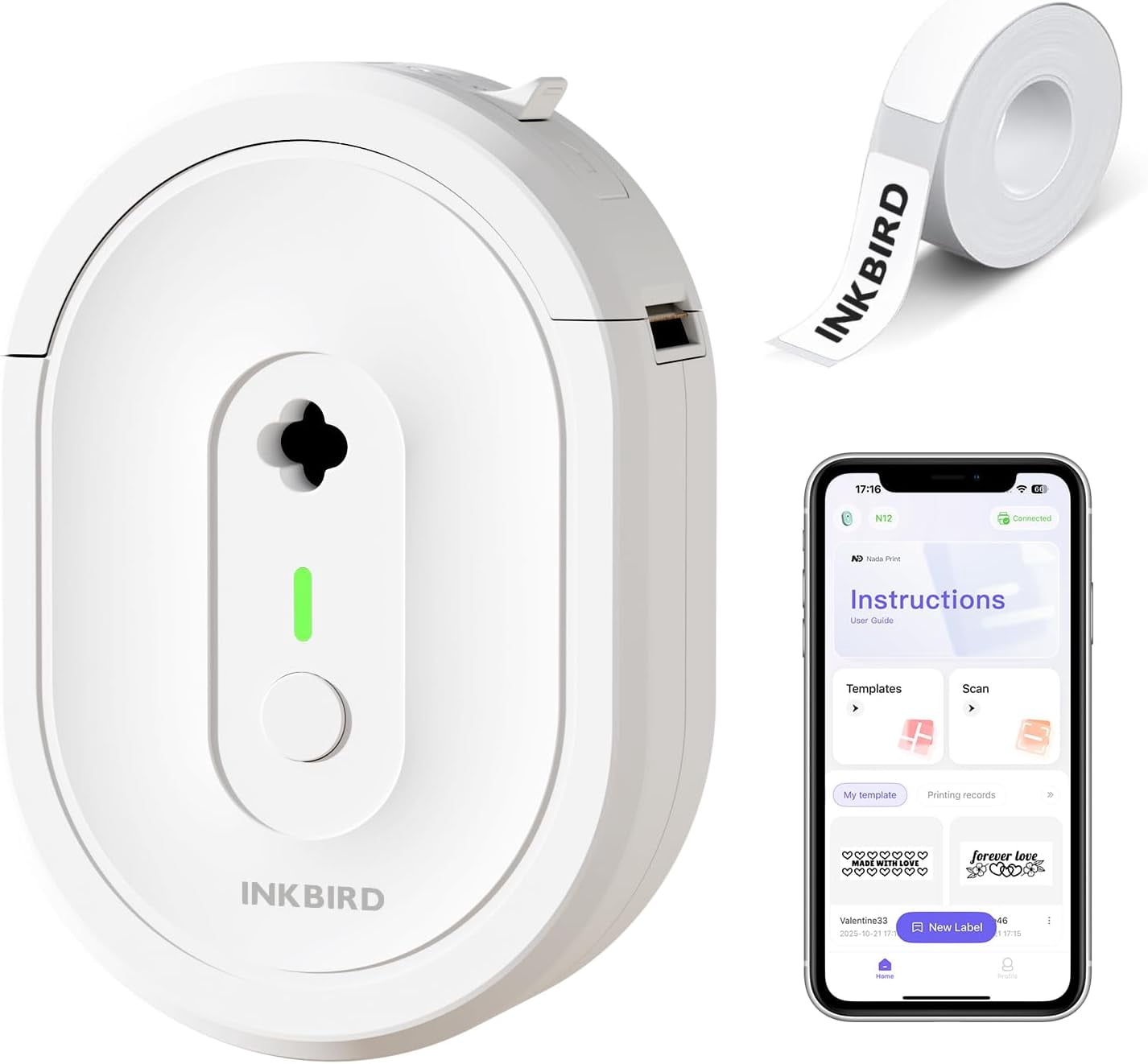 Bluetooth Label Maker Machine with Tape, Mini N12 Label Printer ...