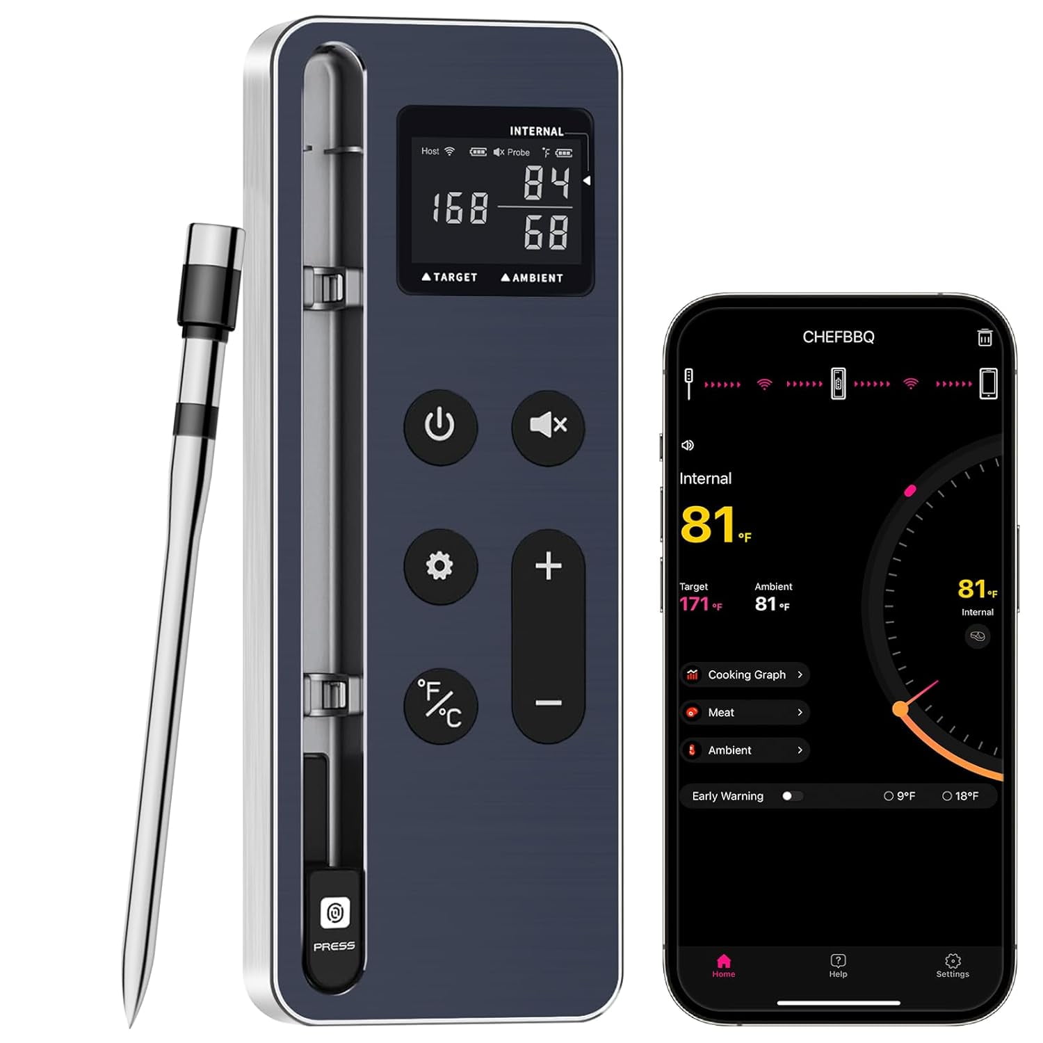 Bluetooth Meat Thermometer Digital – Wireless Smart Digital Meat ...