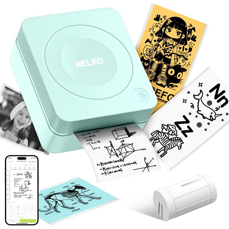 Bluetooth Mini Sticker Printer with 3 Rolls Paper, Inkless Portable ...