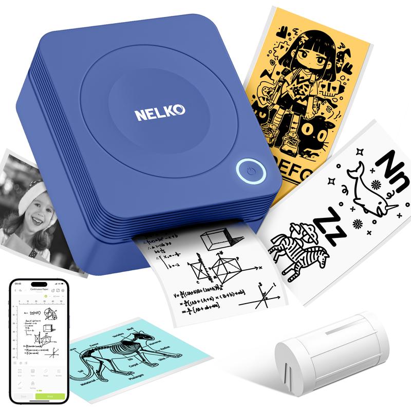 Bluetooth Mini Sticker Printer with 3 Rolls Paper, Inkless Portable ...