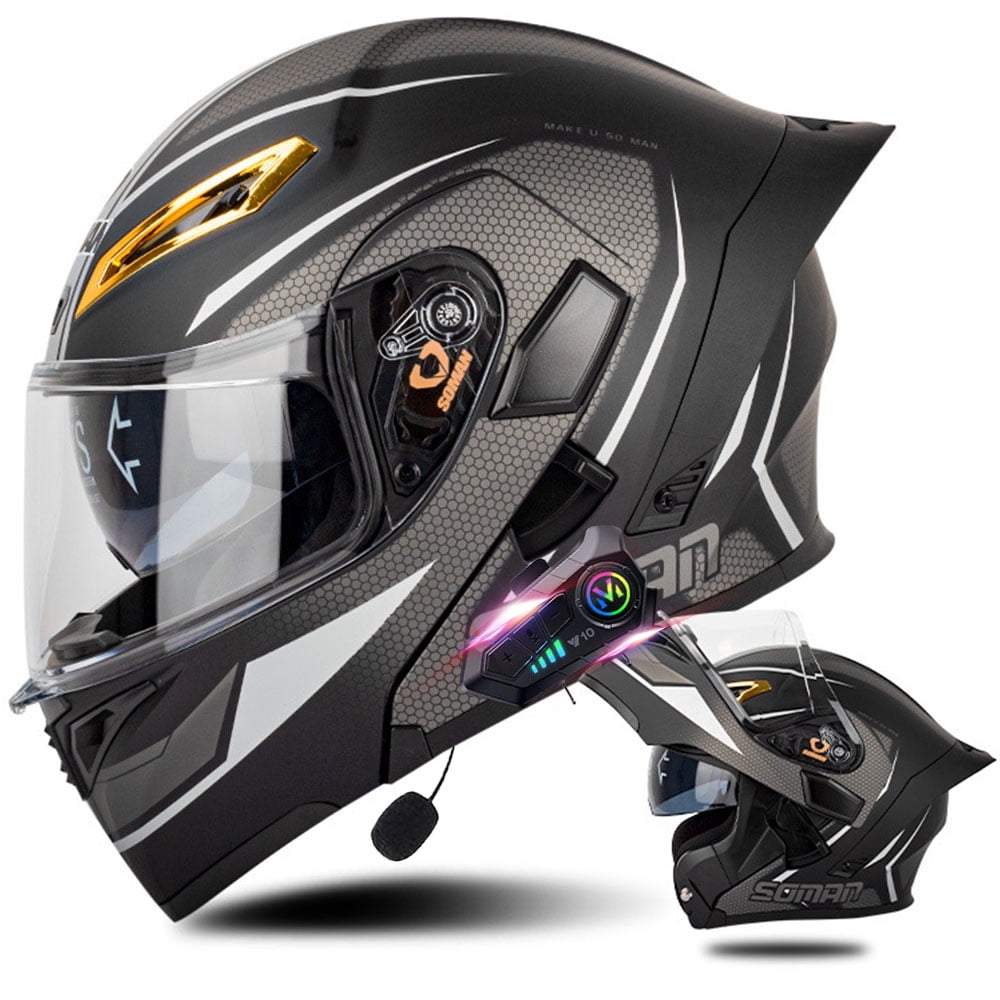 Bluetooth Modular Motorcycle Dual Visor Helmets for Adults, DOT ...