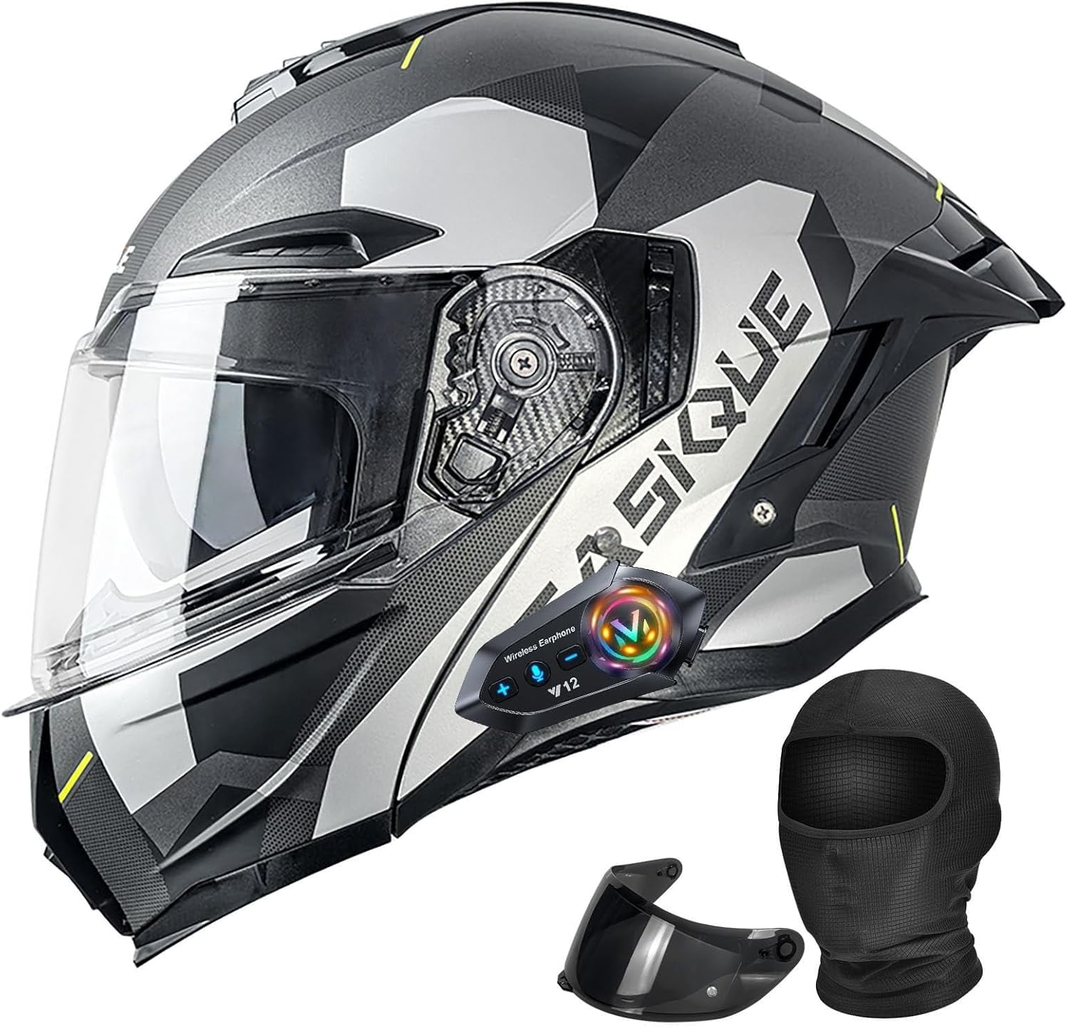 Bluetooth Modular Motorcycle Generic DOT Approved, Full Face Flip-Up ...