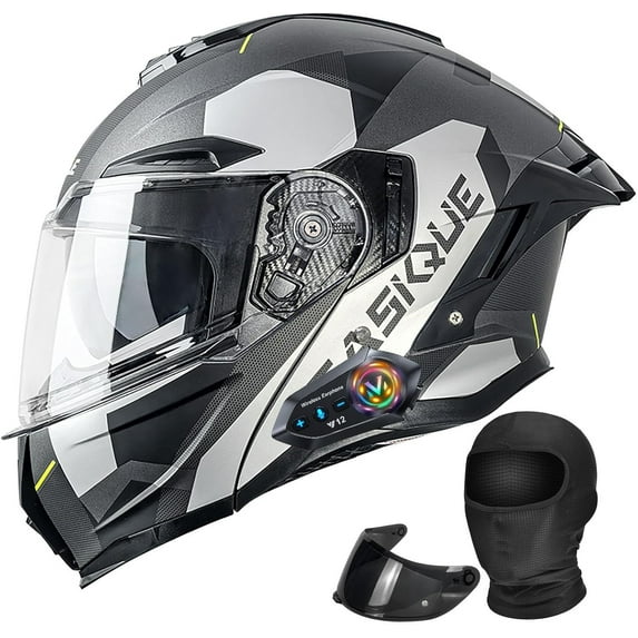 Bluetooth Modular Motorcycle Generic DOT Approved, Full Face Flip-Up ...