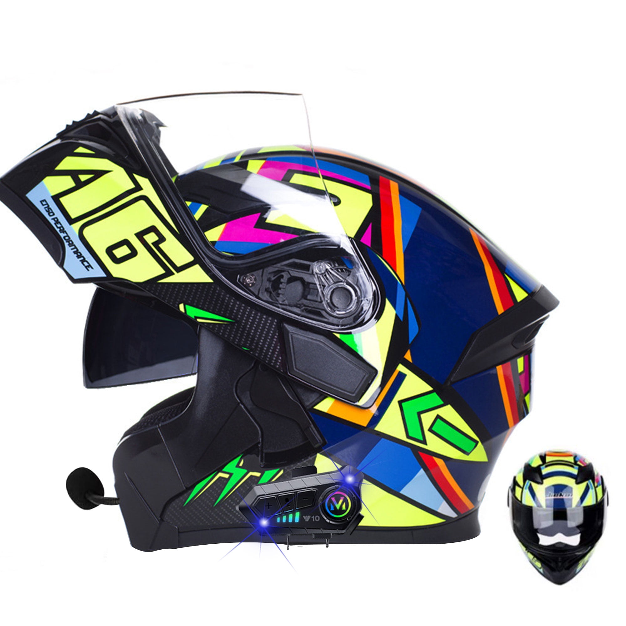 Bluetooth Modular Motorcycle Helmet for Adults DOT Full Face Motorcycle ...