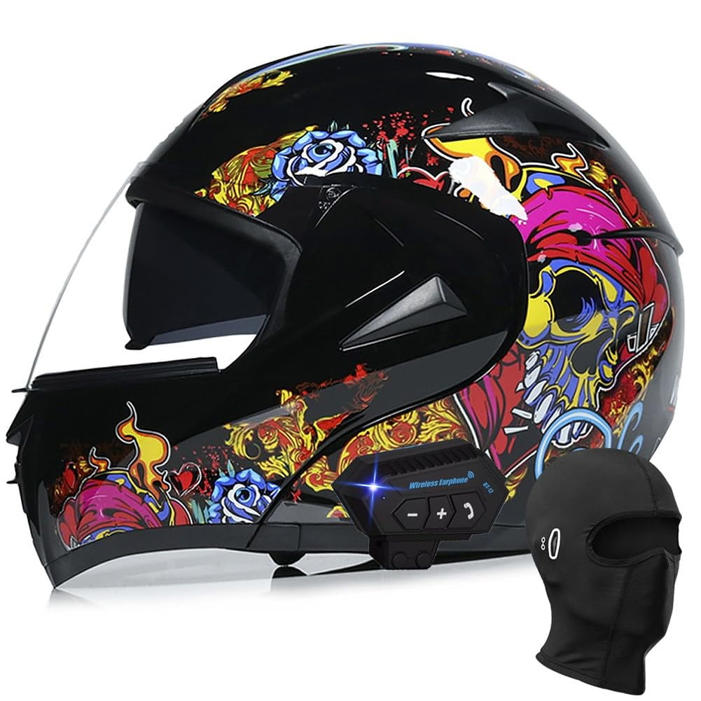 Bluetooth Modular Motorcycle Helmet, DOT Approved Flip Up Full Face ...