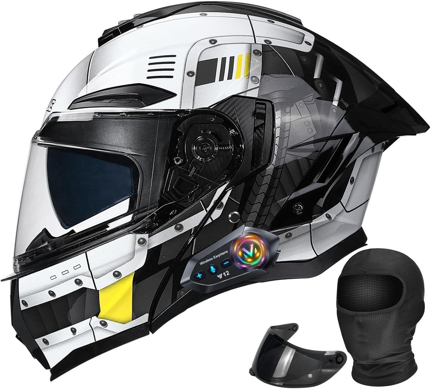 Bluetooth Modular Motorcycle Helmet DOT Approved Full Face Flip Up Dual ...