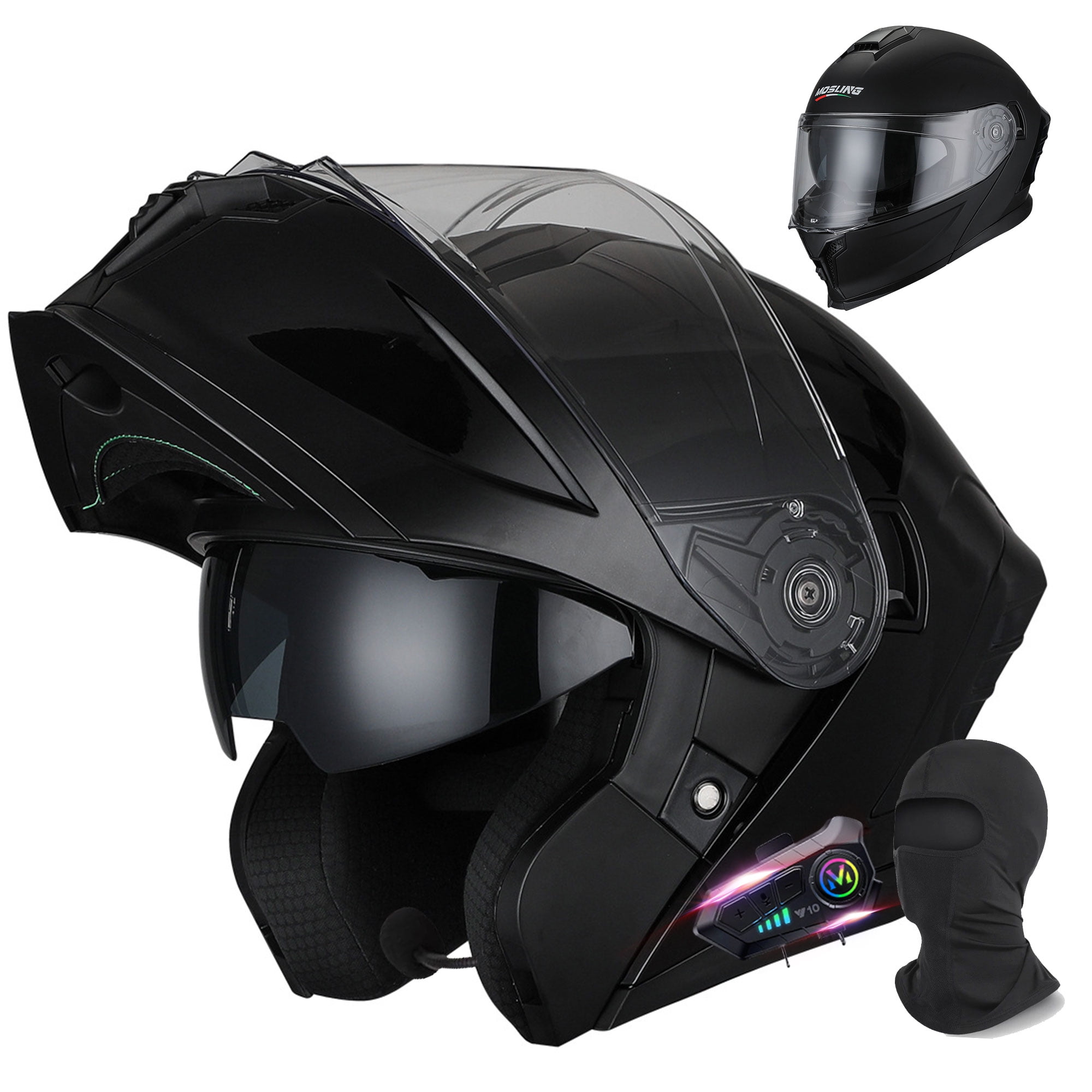 Bluetooth Modular Motorcycle Helmet DOT Approved Full Face Flip Up ...