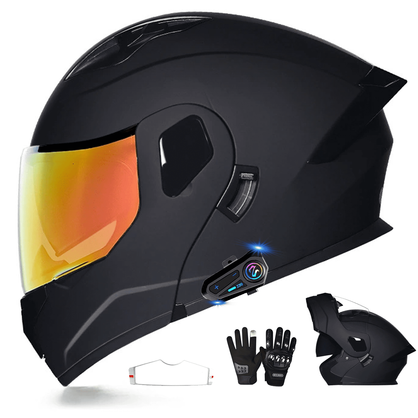 Bluetooth Modular Motorcycle Helmet DOT Approved Full Face Motorcycle ...