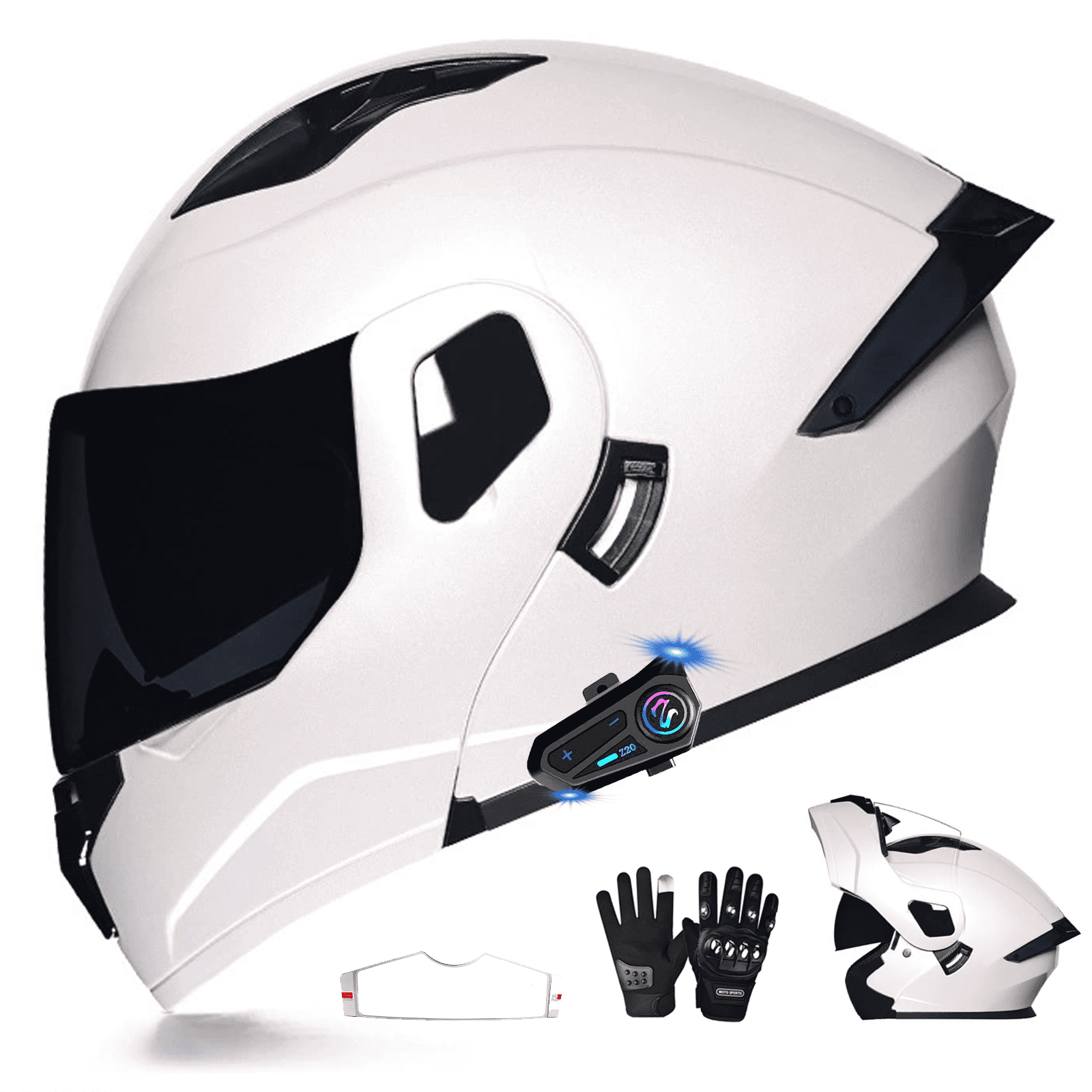 Bluetooth Modular Motorcycle Helmet DOT Approved Full Face Motorcycle ...