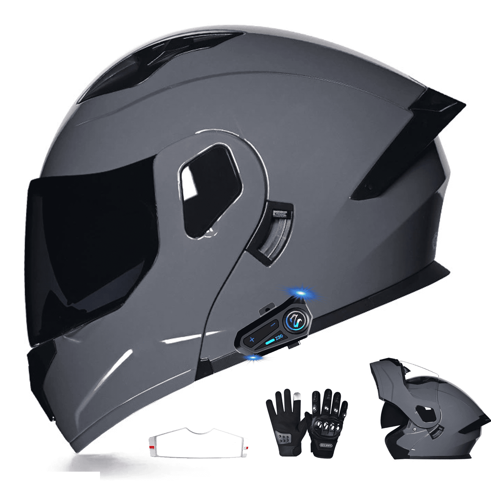Bluetooth Modular Motorcycle Helmet DOT Approved Full Face Motorcycle ...