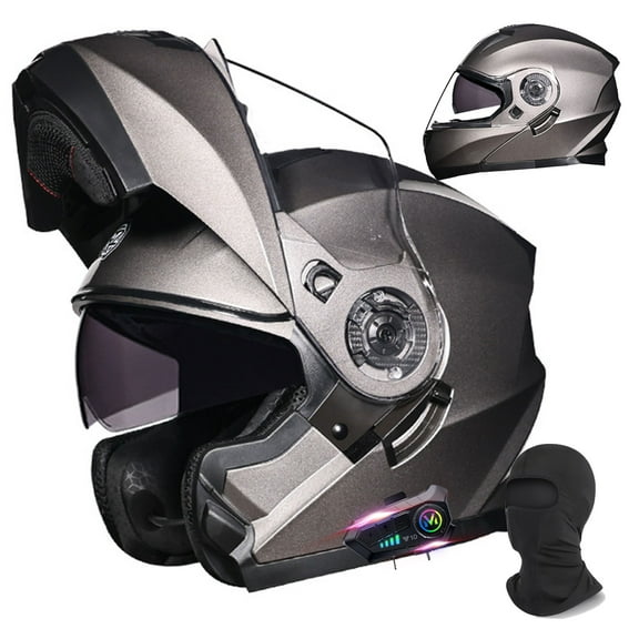 Bluetooth Motorcycle Helmet Flip Up Front Full Face DOT Approved Built ...