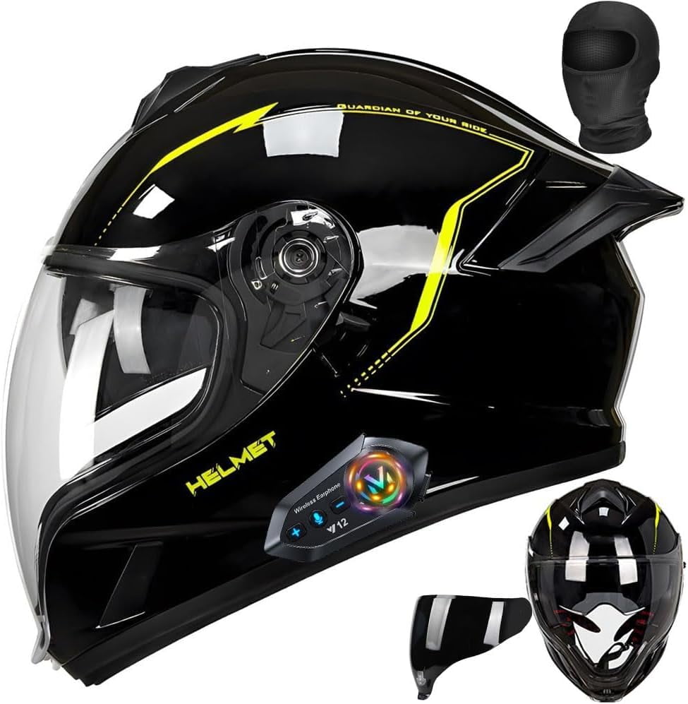 Bluetooth Modular Motorcycle Helmet Full Face DOT Approved High Impact ...