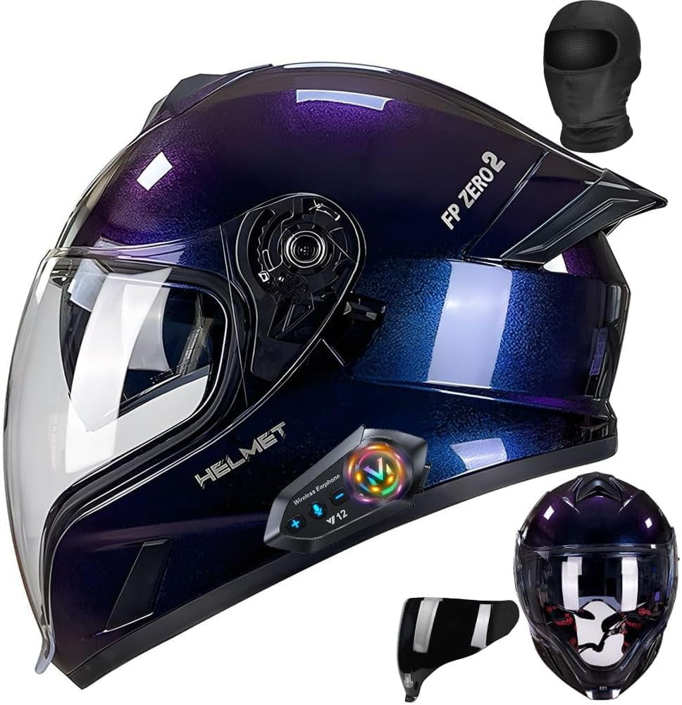 Bluetooth Modular Motorcycle Helmet Full Face DOT Approved High Impact ...
