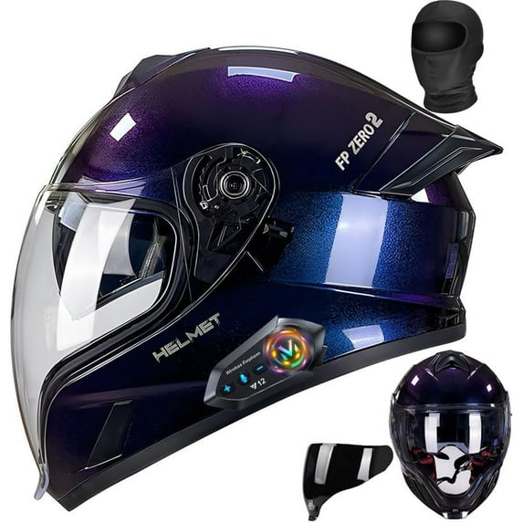 Bluetooth Modular Motorcycle Helmet Full Face DOT Approved High Impact ...