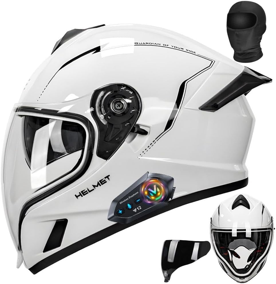 Bluetooth Modular Motorcycle Helmet Full Face DOT Approved High Impact ...