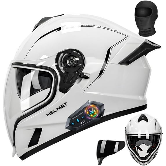 Bluetooth Modular Motorcycle Helmet Full Face DOT Approved High Impact ...