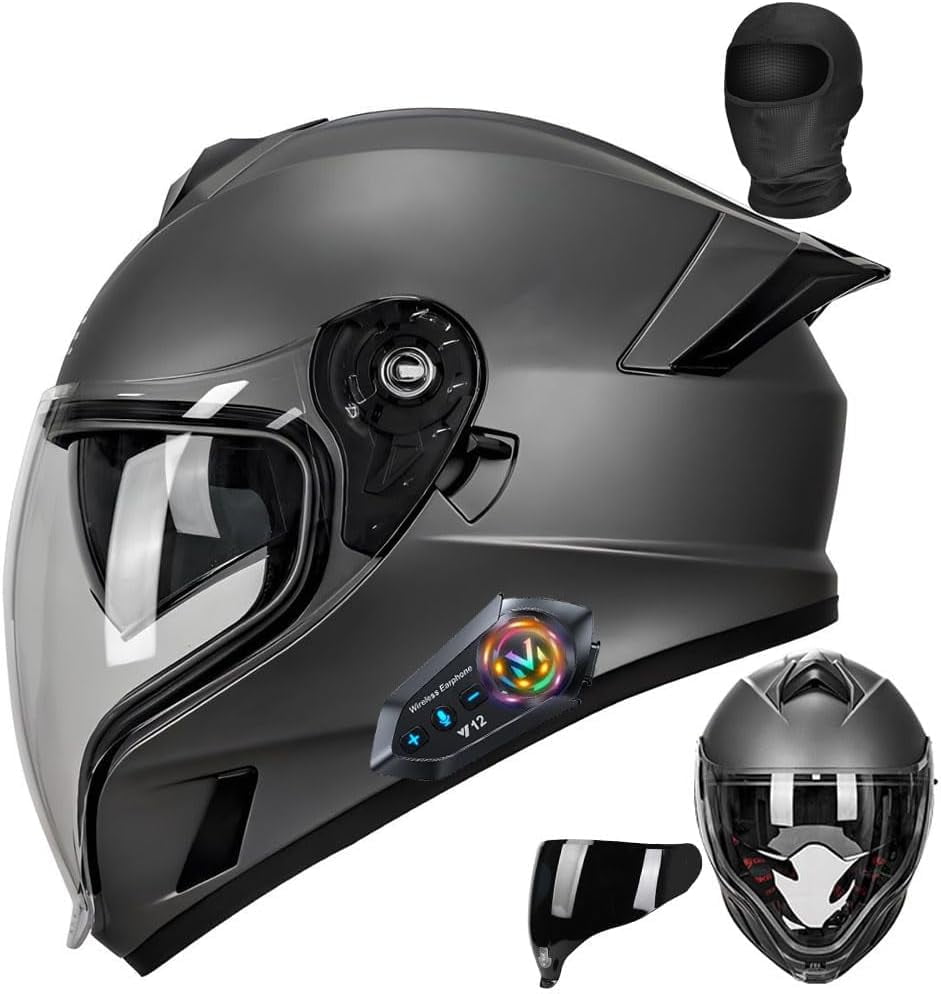 Bluetooth Modular Motorcycle Helmet Full Face DOT Approved High Impact ...