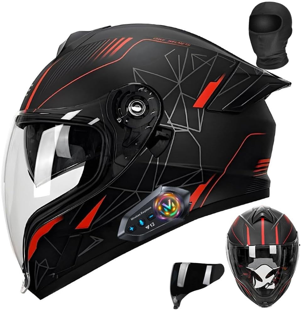 Bluetooth Modular Motorcycle Helmet Full Face DOT Approved High Impact ...