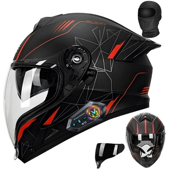 Bluetooth Modular Motorcycle Helmet Full Face DOT Approved High Impact ...
